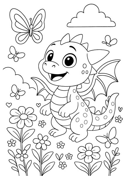 Little dragon coloring pages